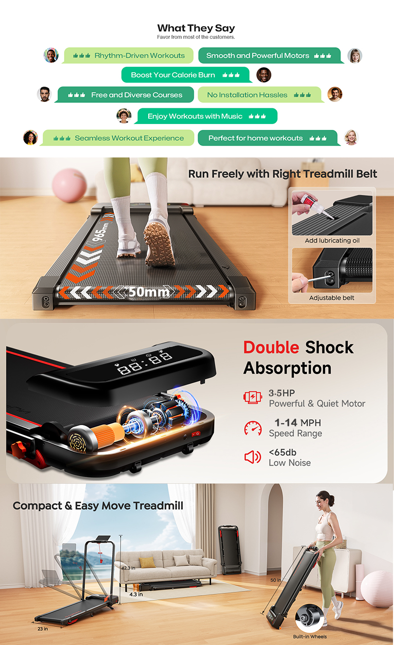 Treadmill Walking Pad B40 With Handle Incline Ultra-Thin Foldable ...