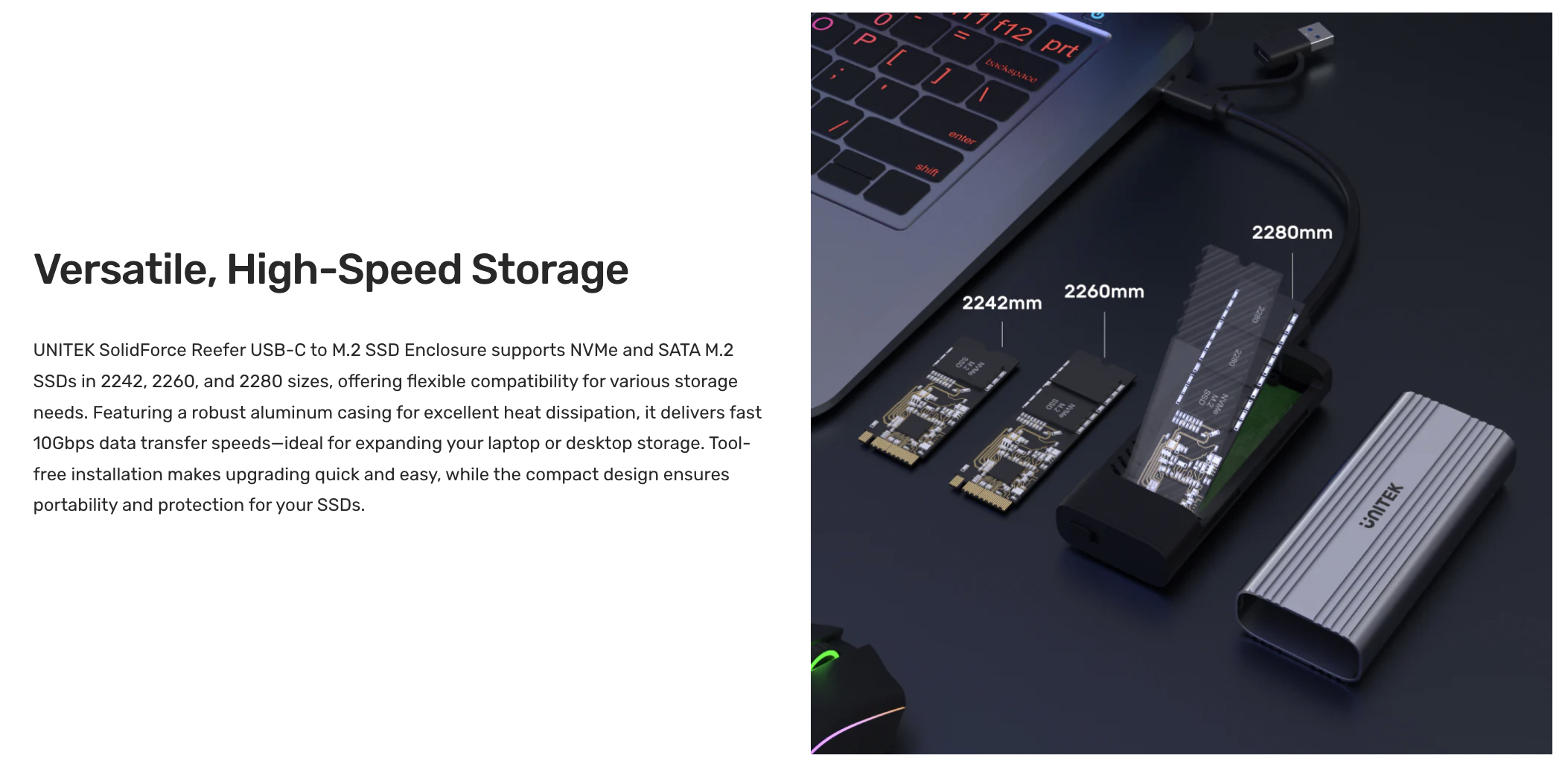 UNITEK SolidForce Reefer Either USB-C to M.2 SSD (NVMe / SATA ...