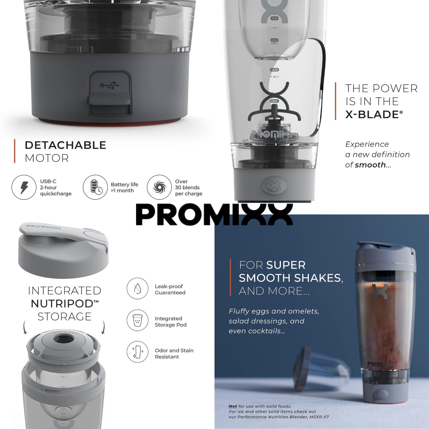 Promixx Electric Pro Shaker Bottle Rechargeable Powerful for Smooth ...