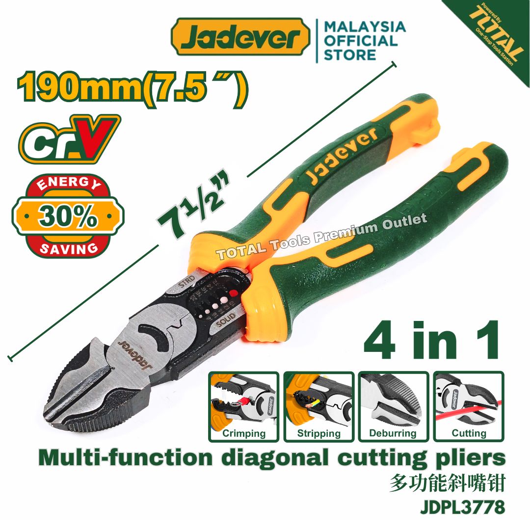 Jadever Tools Energy saving 30% 7½” CrV 4 in 1Multi-function diagonal ...