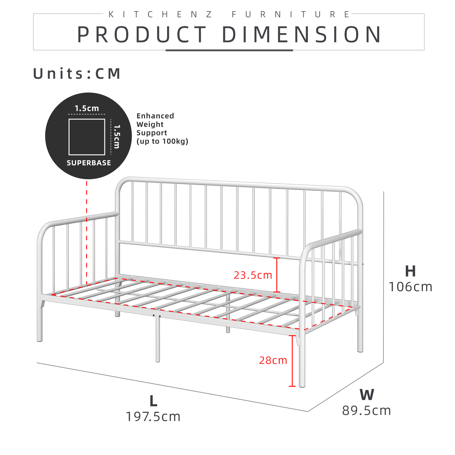 KitchenZ 6.4FT Katil Besi/Katil Tarik / Katil Sorong / Rangka Katil ...
