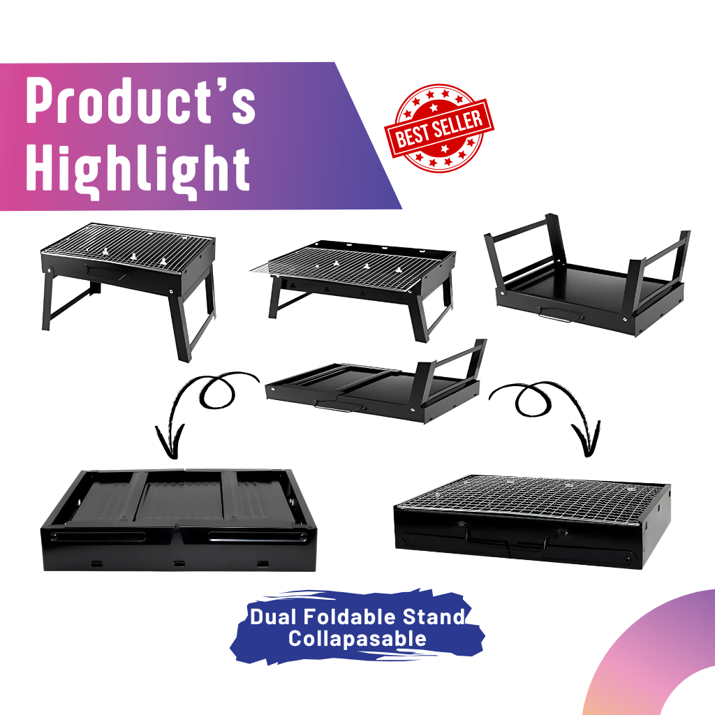 35CM / 43CM Portable Foldable Outdoor BBQ Grill Barbecue Rack Fuel ...
