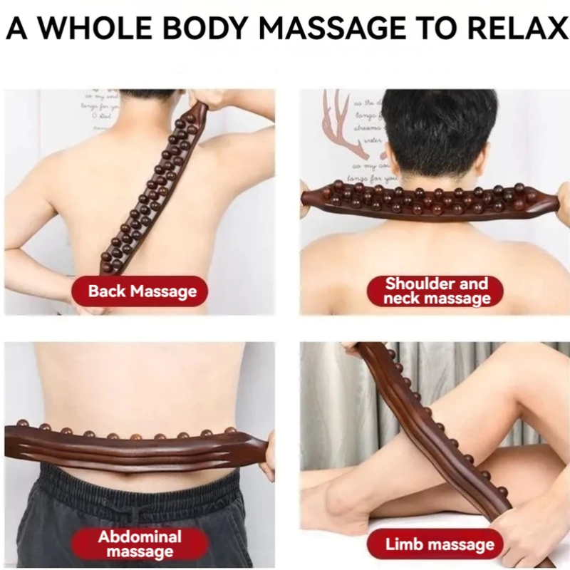 kayu urut badan Wooden massage tool 按摩棒 8/31 bead Gua sha massage stick ...