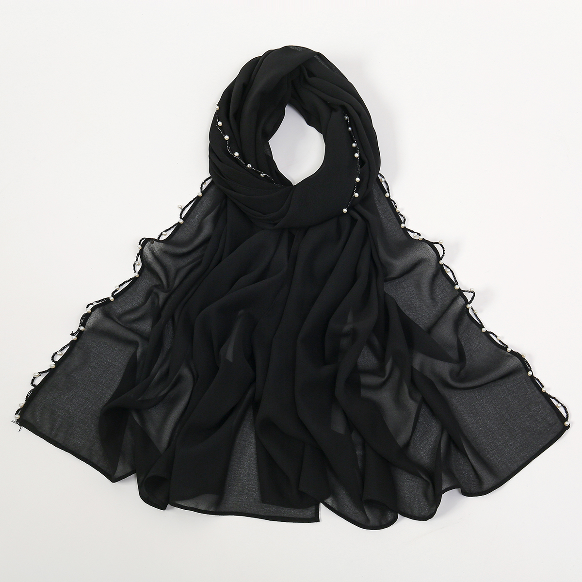 Smooth Soft Imitate Silk High Quality Plain Shawl Pashmina Gold Beads ...