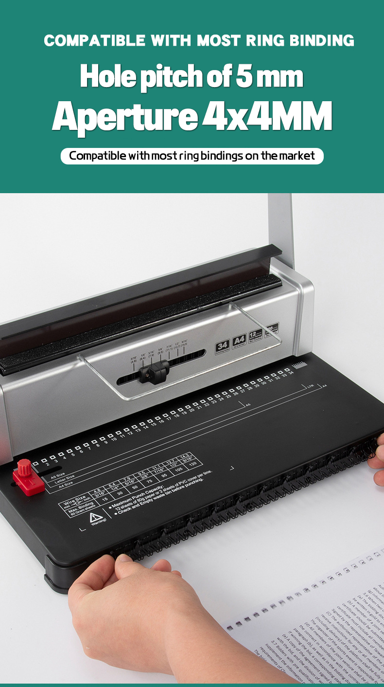 34 Hole Ring Binding Machine/ A4 Binding Machine Office Punching ...