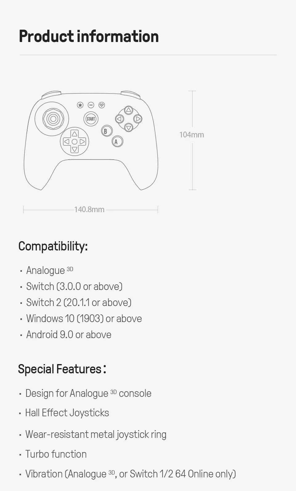 8BitDo N64 Bluetooth Gaming Controller for Analogue 3D, Switch, Switch ...