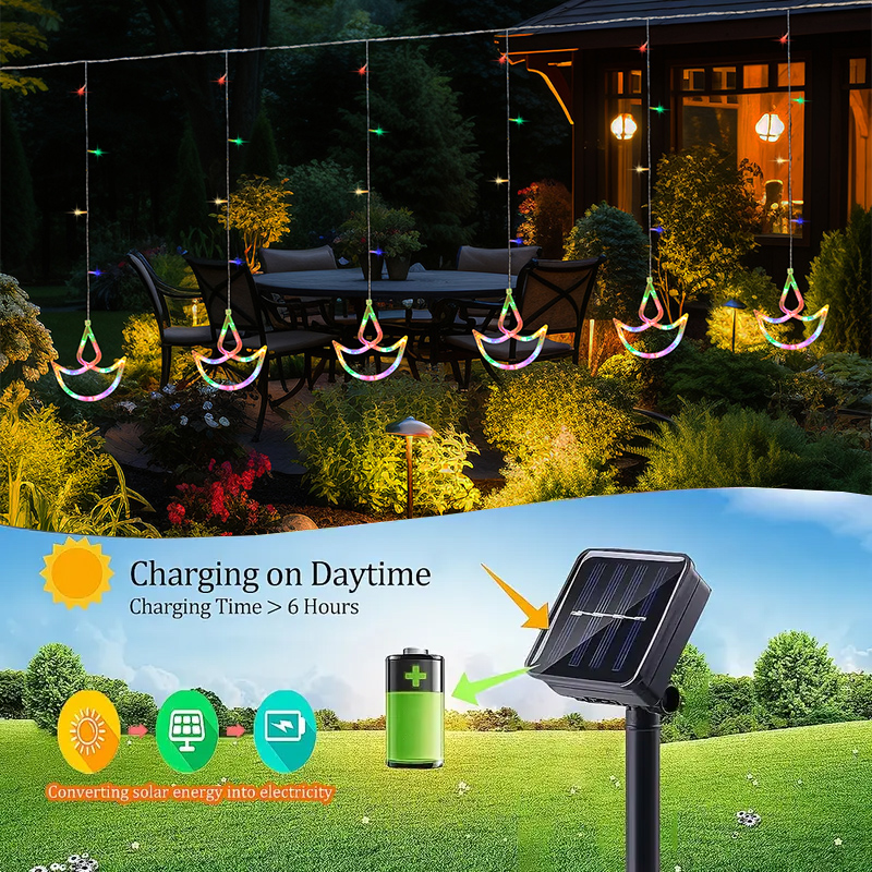 4M Solar deepavali light 8modes LED Diwali lcicle Light Curtain lamp ...