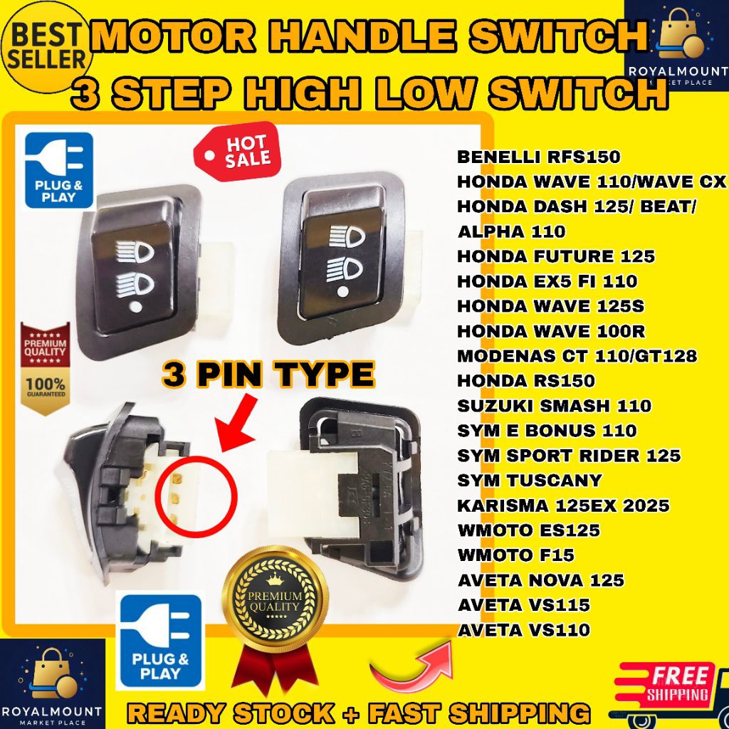 DOUBLE SIGNAL SWITCH KRISS 110 125FI MR2 AVETA VS110 VS115 HONDA WAVE ...