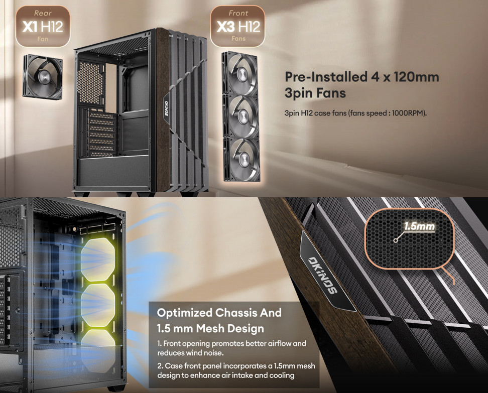 OKINOS CYPRESS 5 AIR MATX CASING WITH 4 FANS - BLACK | Shopee Malaysia