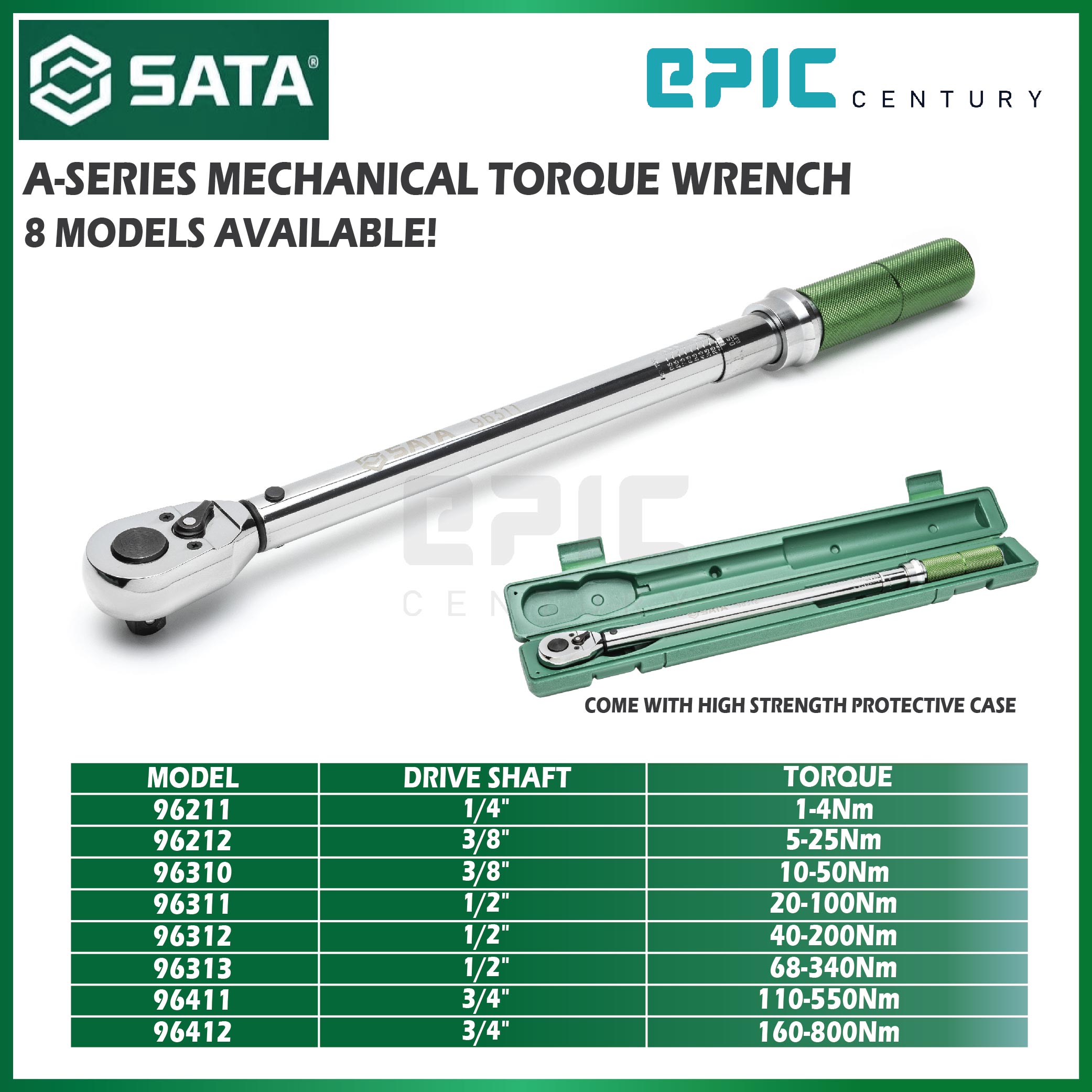 SATA A-SERIES MECHANICAL TORQUE WRENCH 1/4" , 3/8" , 1/2" , 3/4"DR ...