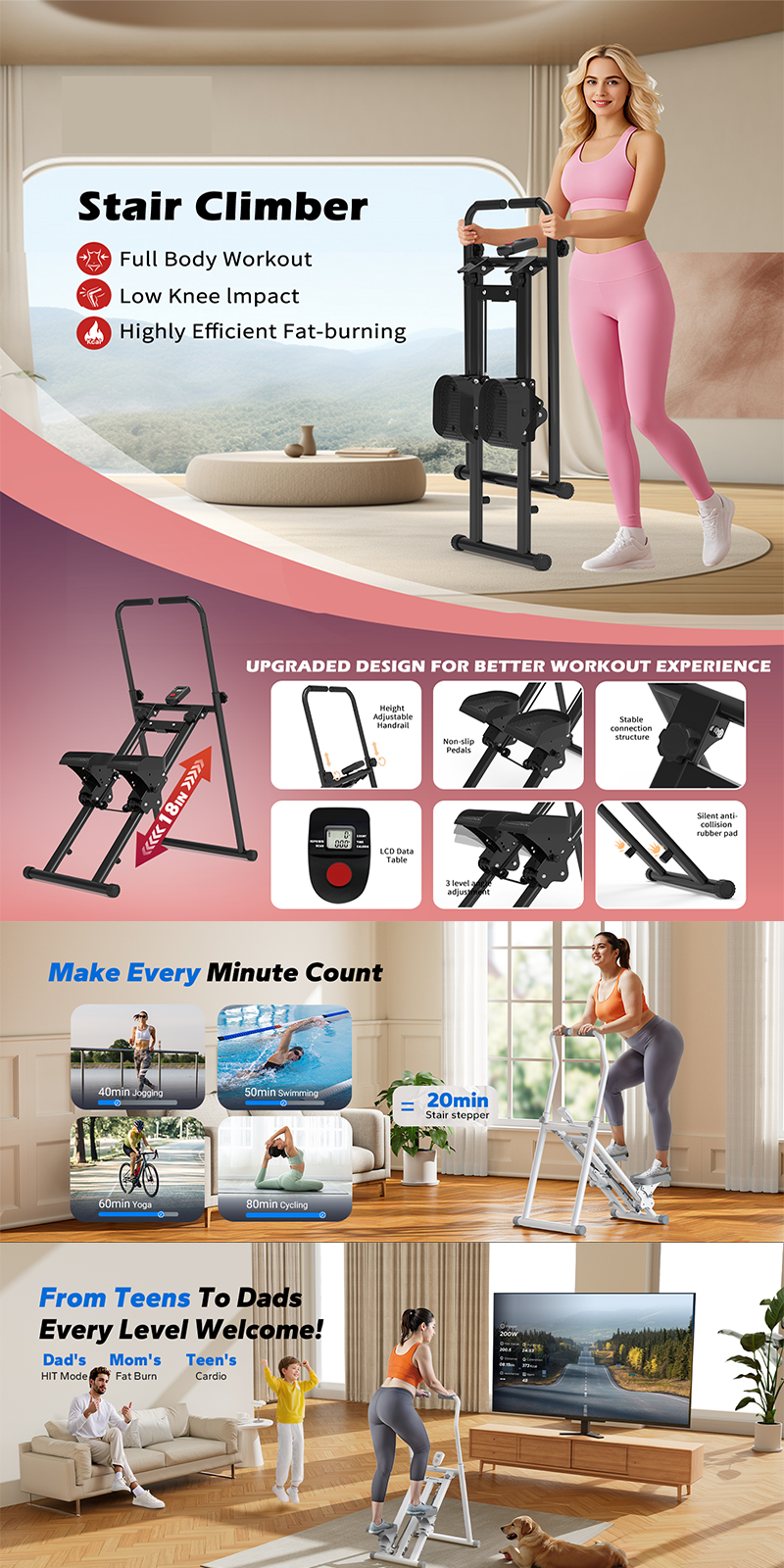 Stair Machine Climbing Machine Stepper Foldable Master Climber Stepper ...