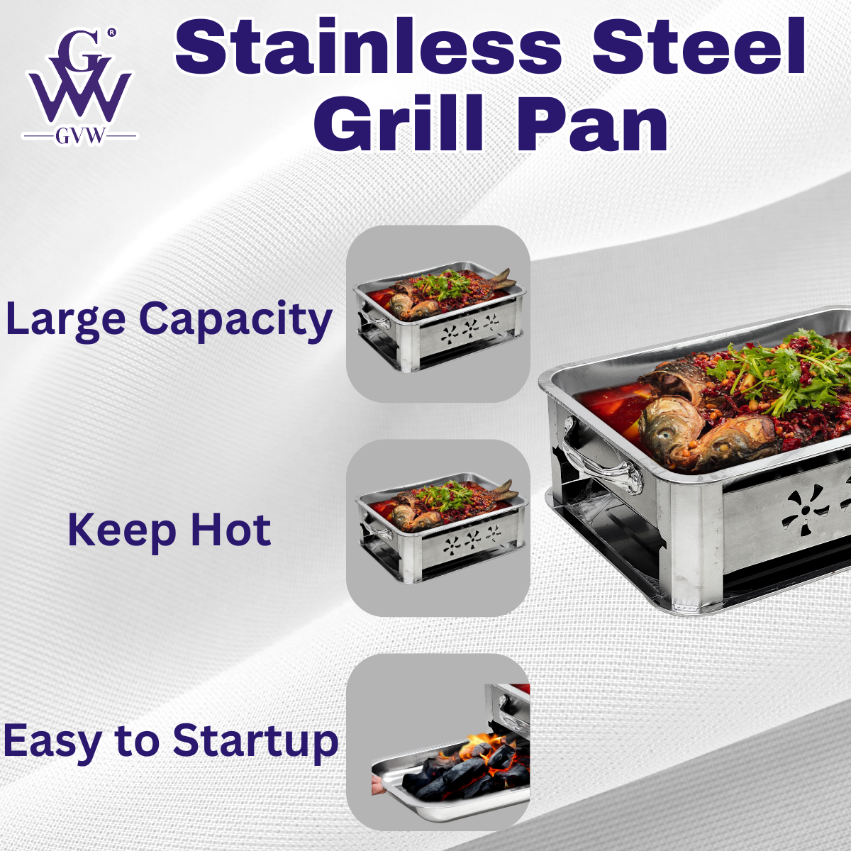 GVW BBQ Grill Outdoor Food Container Steamboat and Grill Pan Stainless ...