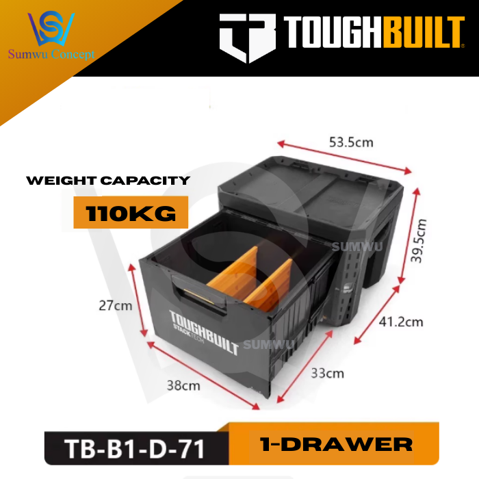 TOUGHBUILT StackTech Drawer Rolling Locking Box System Toolbox Storage ...