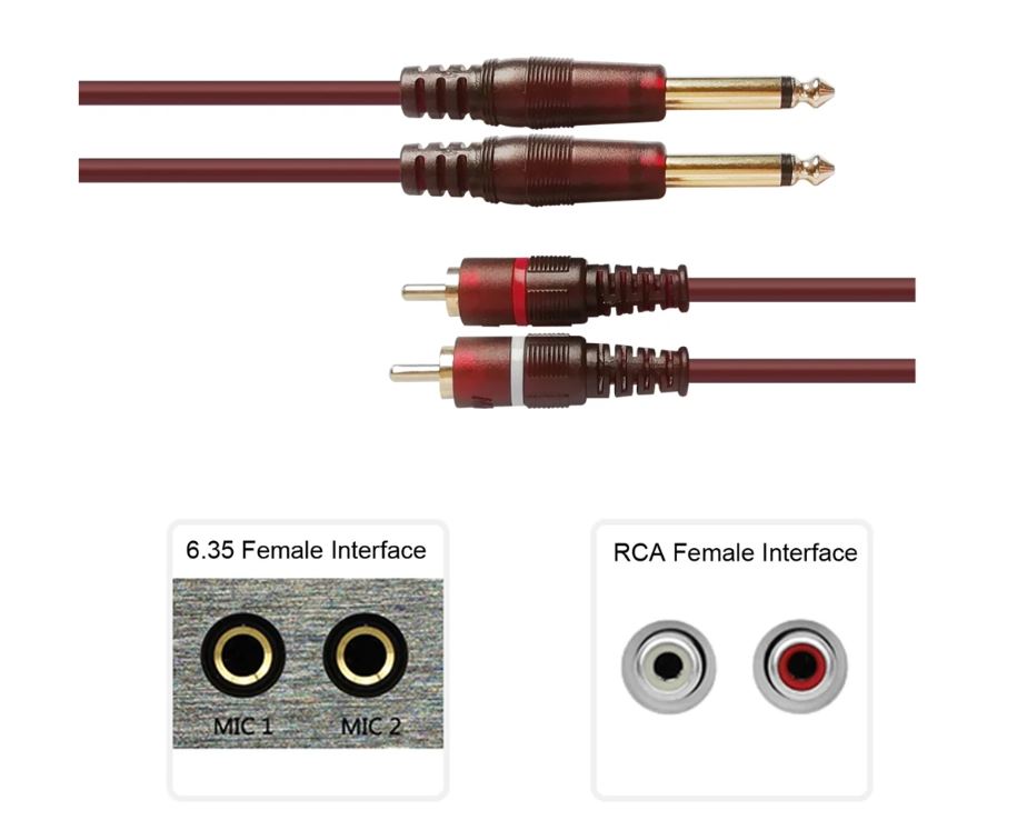 RCA to 1/4 Cable, Quarter inch (2 x 6.35mm Stereo to 2 RCA) Audio Y ...