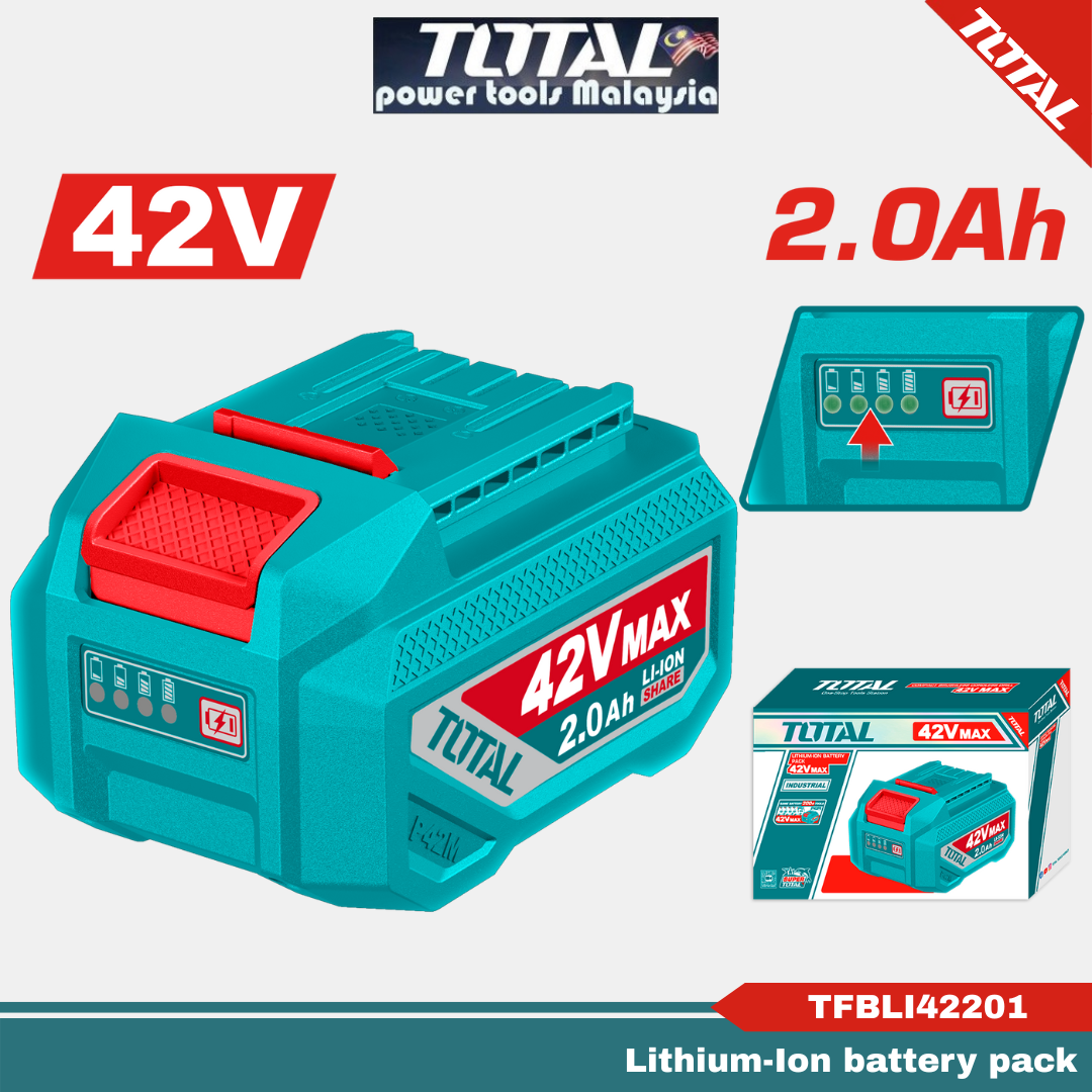 TOTAL Li-ion 2.0Ah/2.5Ah Battery Pack, Fits All Cordless Power Tools ...