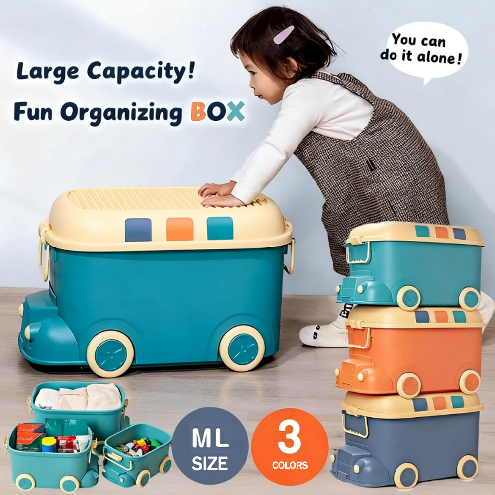 Large Kids Versatile Toy Snack Clothes Books Storage Box With Pulley ...
