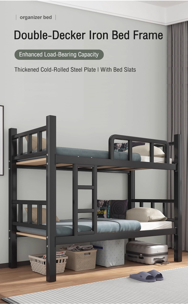 Heavy Duty Steel Bunk Bed with Slatted Bed Base, Double Decker Frame ...