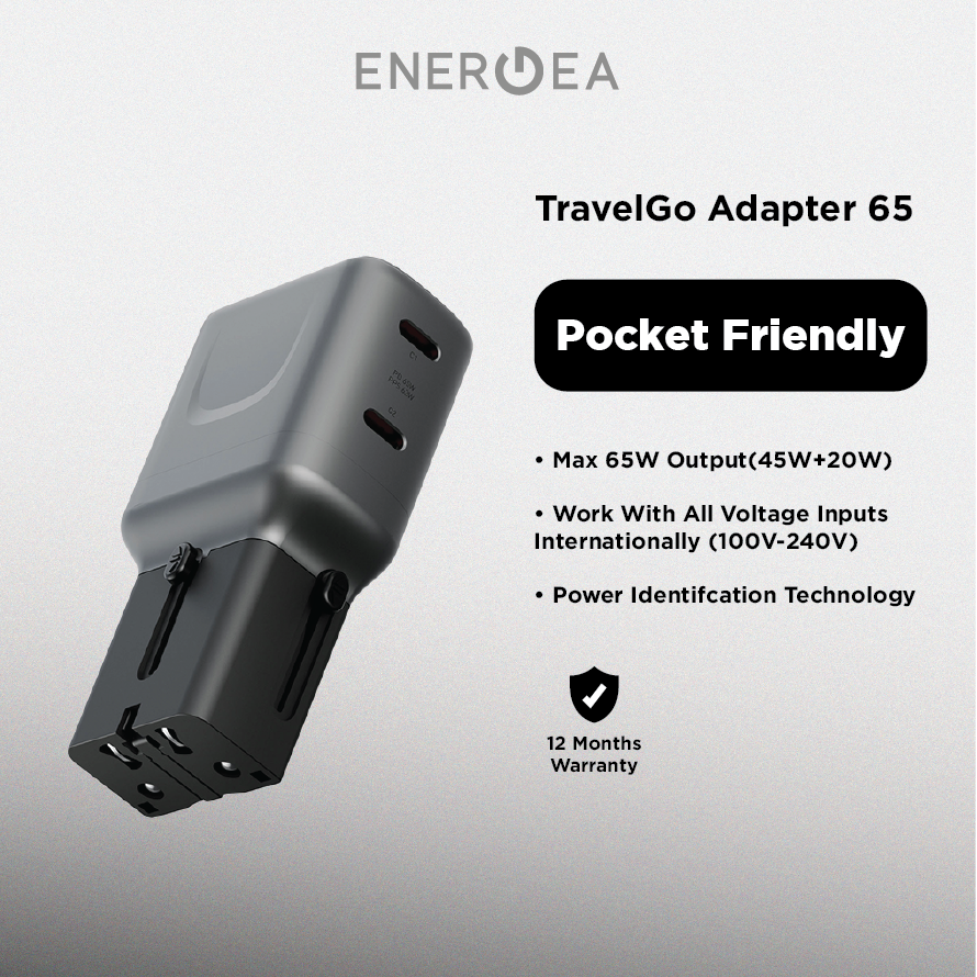 ENERGEA TravelGo Adapter 65 2C 65W - 2C Ultra Portable Travel Adapter ...