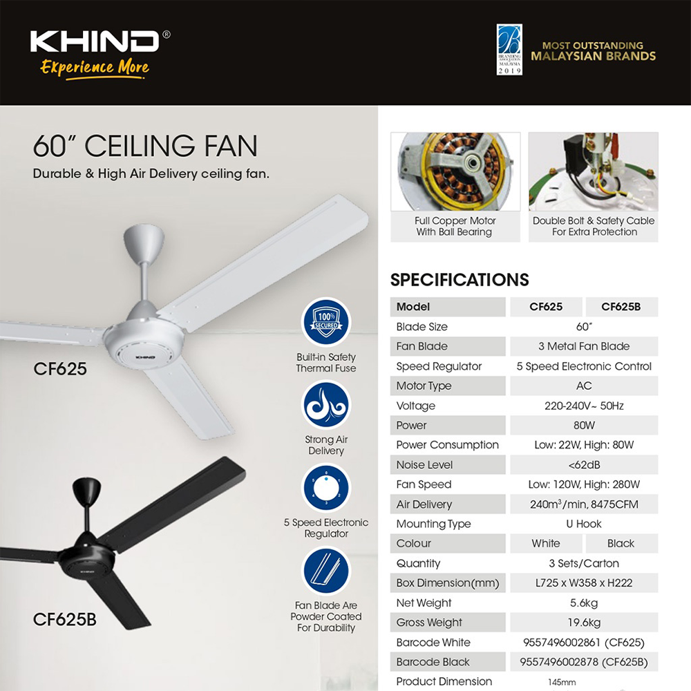 Khind CF618 CF625 CF60CM 60" Inches Deka SCX 56 Pro Black White Color ...
