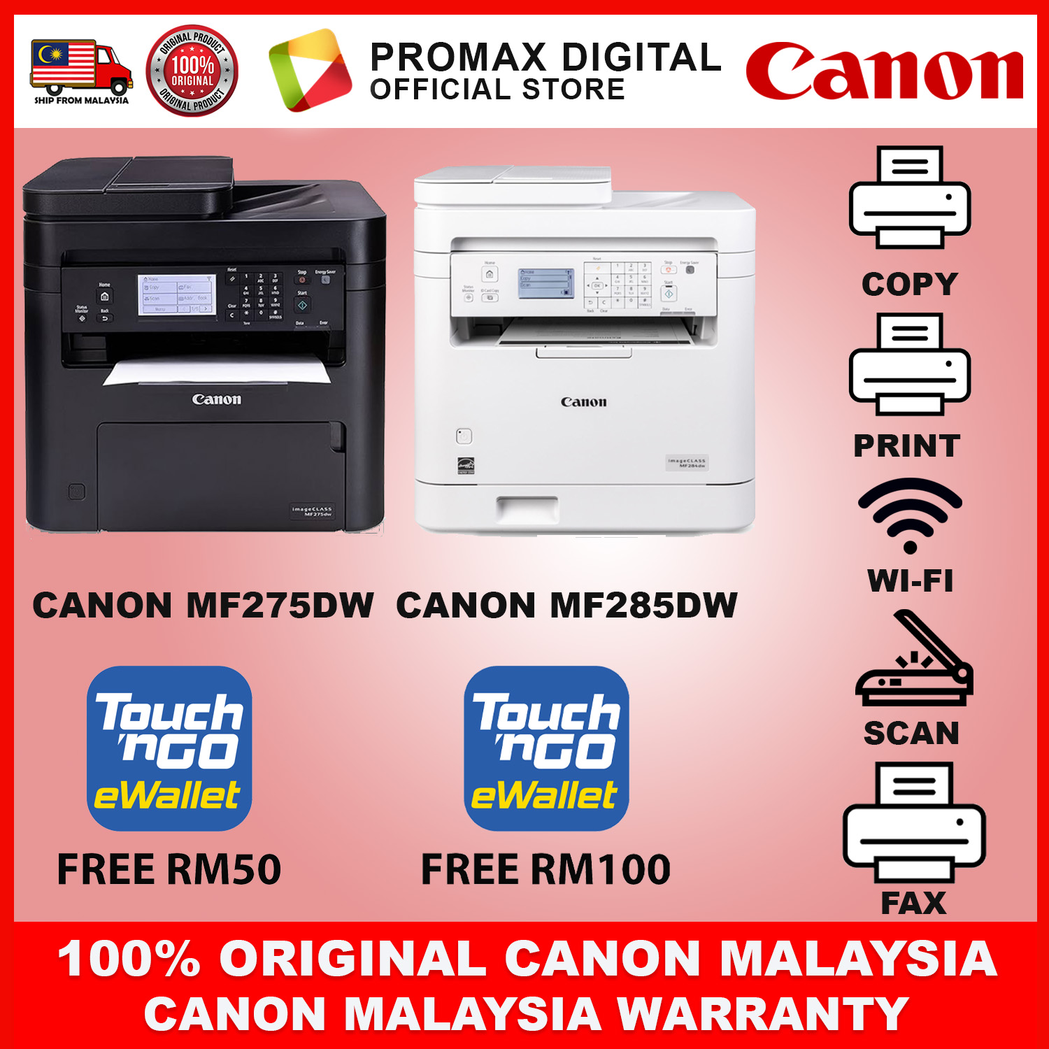 CANON imageCLASS MF275DW/ MF284DW Wireless 4-in-1 Monochrome ...