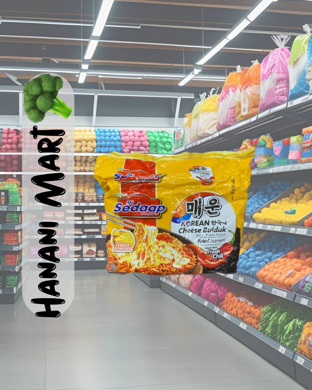 Mi Sedaap Instant Noodle Korean Cheese Buldak Spicy Chicken (86g x 5 ...