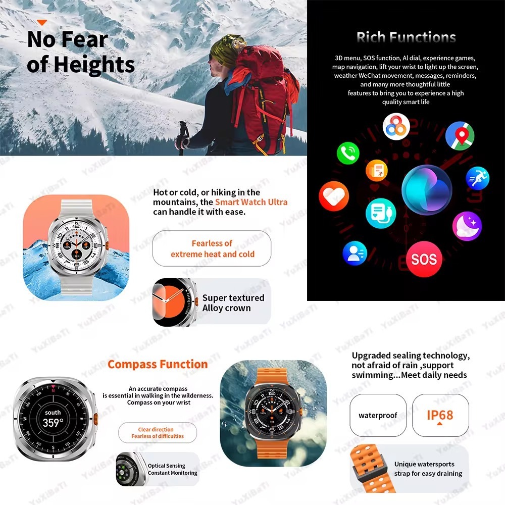 New Galaxy Z7 Ultra Waterproof smartwatch with GPS heart rate monitor ...