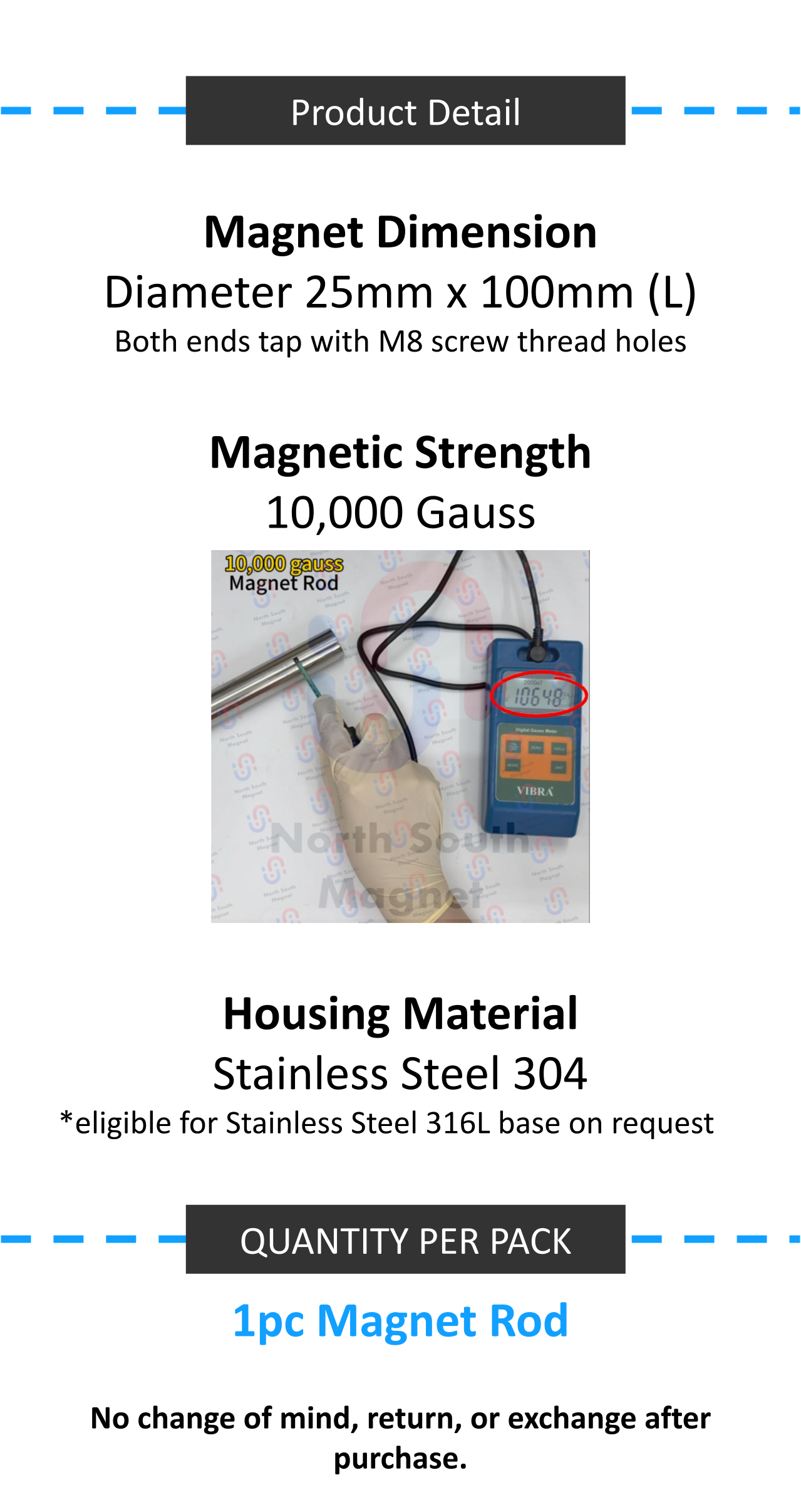 10000 gauss 25mmx100mm Magnet Rod Neodymium Magnetic Pick Up Tool for ...
