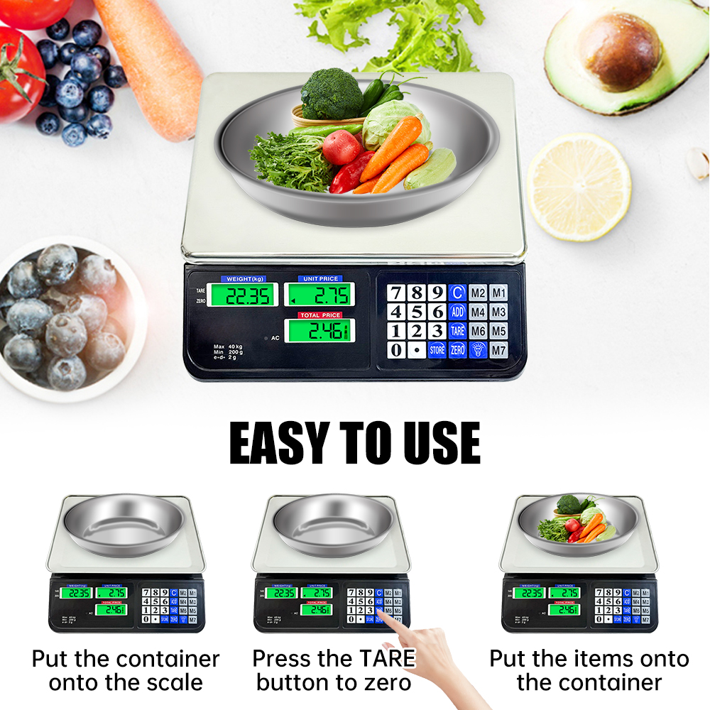 🔥40kg Kitchen Scale Rechargeable High Precision Commercial Digital ...