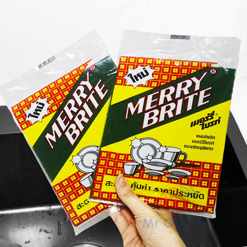 MERRY BRITE Green Scouring Pad 百洁布/Large Dishwashing Scrub Pad/Sponge ...