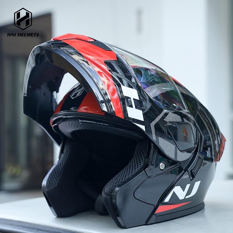 HNJ Flip Up Helmet Motor Motorcycle Double Visor Modular Full Face ...