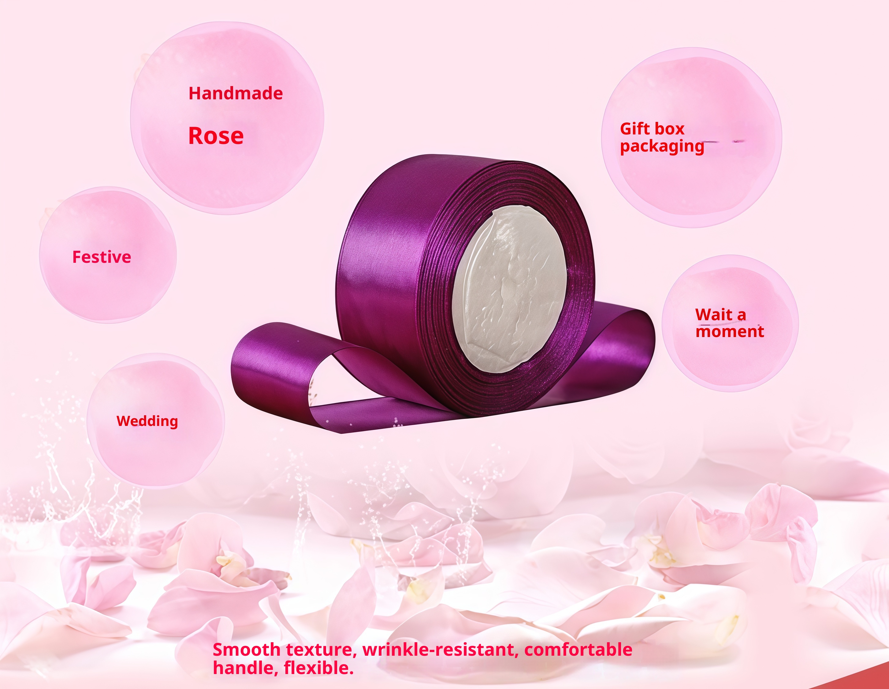(22M) 4CM SATIN Ribbon Reben Riben Gift Satin Organza Flower Bouquet ...