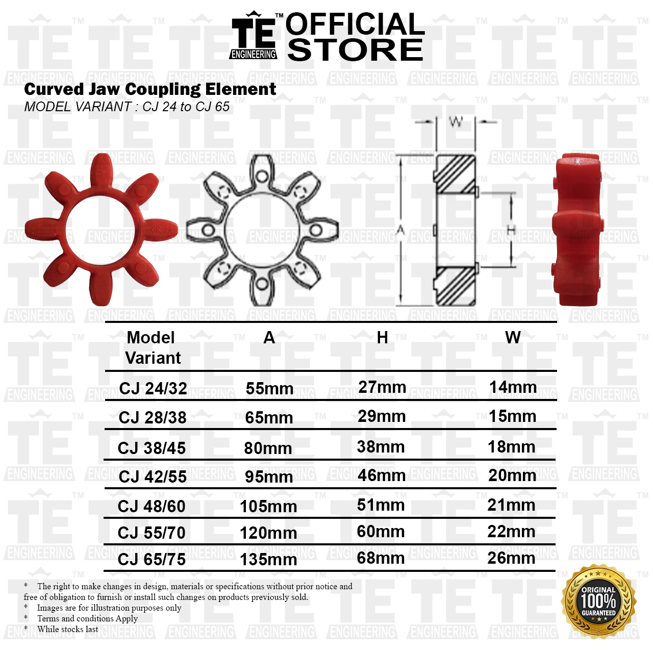 CJ 55 Curved Jaw Coupling Element ( Spider ) CJ-55, GR55 | Shopee Malaysia