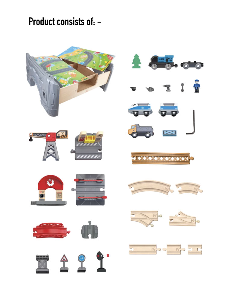 Hape 3766 Railway Train Table Set 70-Pieces | Shopee Malaysia