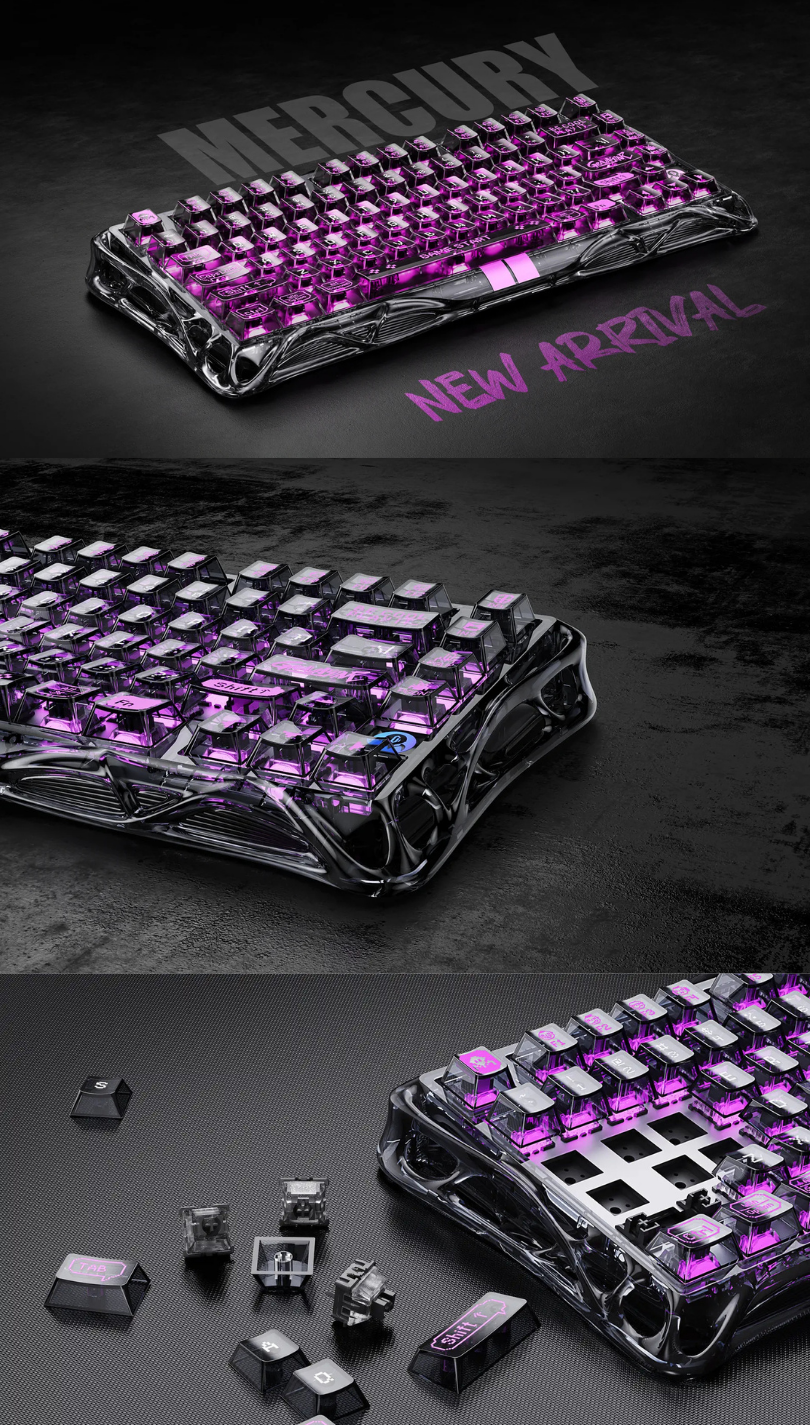 GravaStar Mercury V75 Lite - Transparent Black 75% RGB Aluminum HE ...