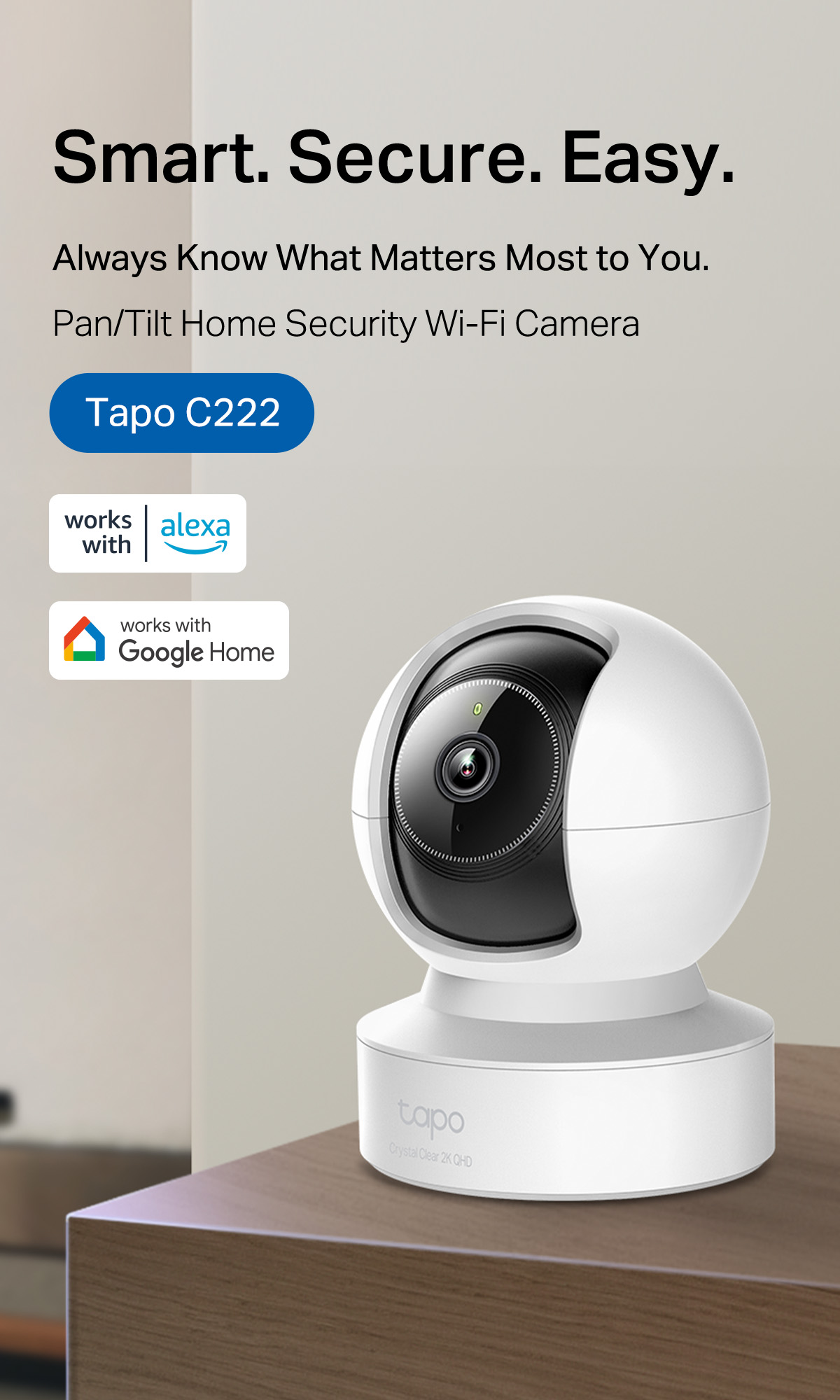 TP-Link Tapo Pan Tilt WiFi Camera with LAN Port C222 2K+ 4MP / C212 2K ...
