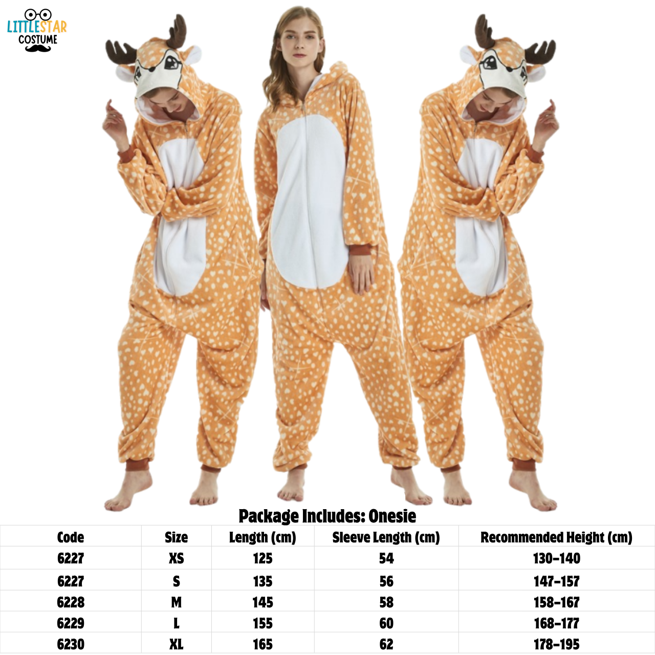 Fox and Deer Onesie Costume for Teen and Adult – Cozy Animal Pajama ...