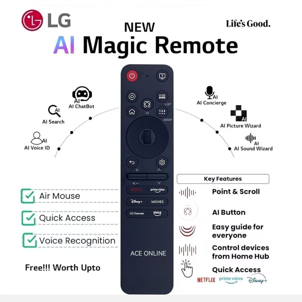 Lg MR25GA AI Magic Remote Compatible with 2025 LG TVs Includes AI ...