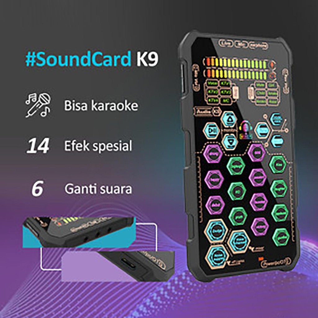 SK9 LED Sound Card Live Streaming Set Bluetooth Mixe Audio Live Stream ...