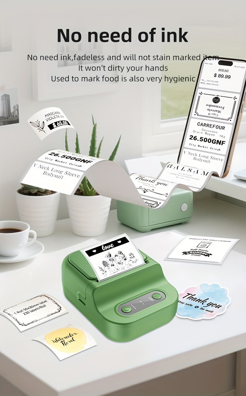 Sqinch Label Printer Portable Label Maker Mini Inkless Thermal Printer ...