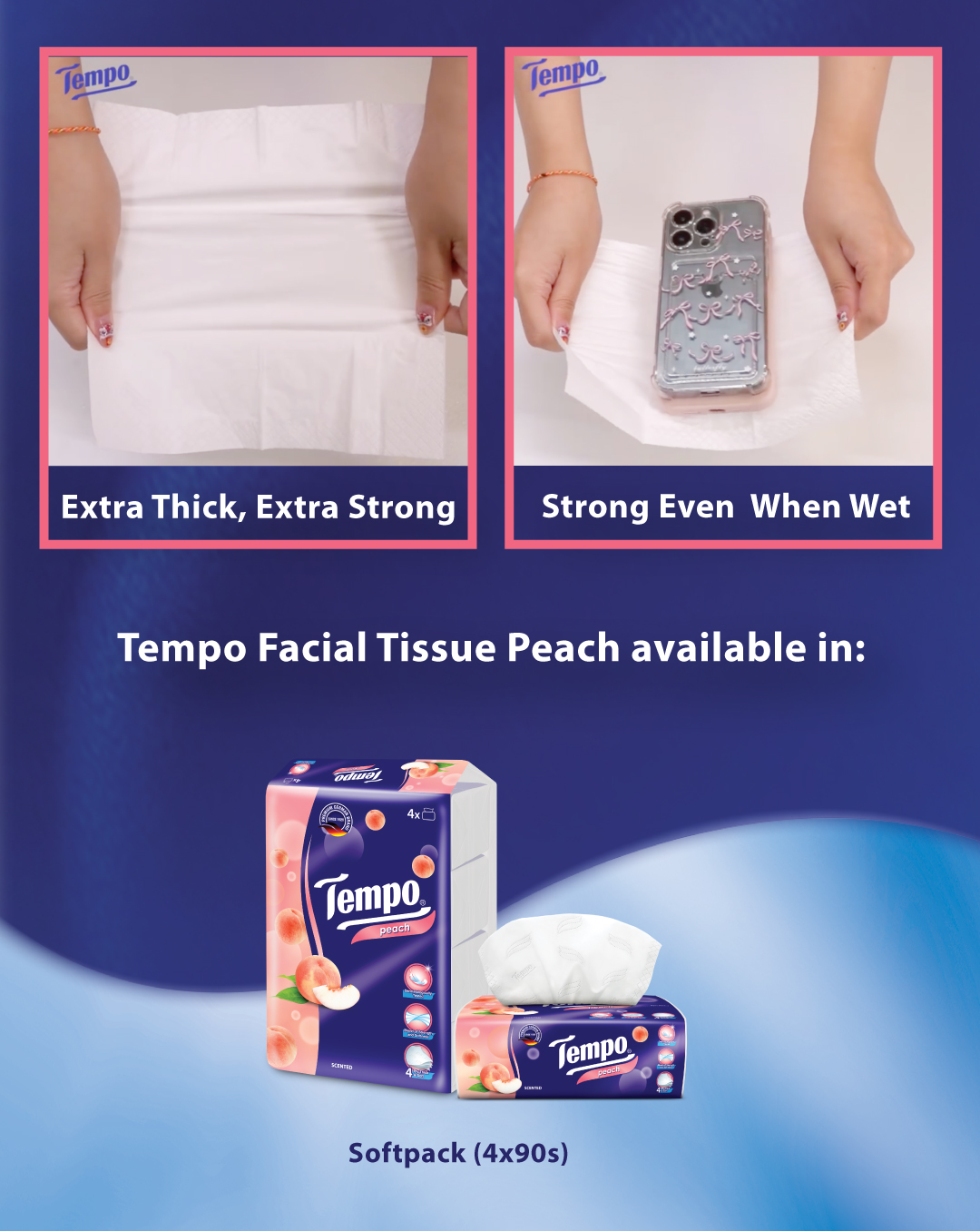 Tempo Soft Pack Facial Tissue 4ply Peach Limited Edition (4x90s ...