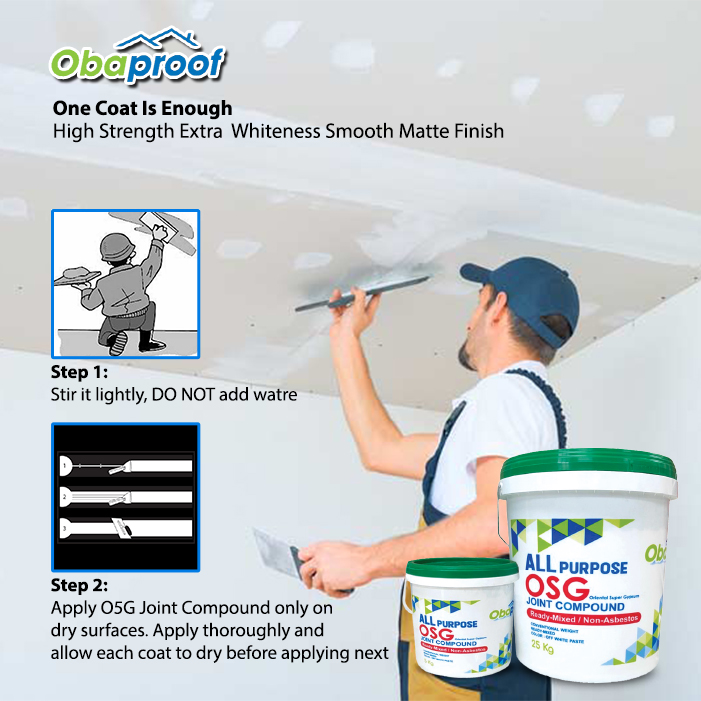 OBAPROOF OSG All Purpose Joint Compound Ready Mixed Wall Cement Plaster ...