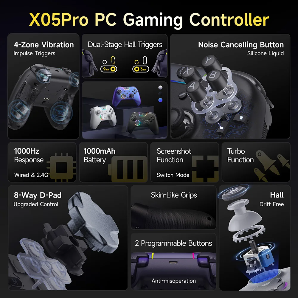 EasySMX X05 Pro Wireless Gamepad PC Controller Compatible with PC ...