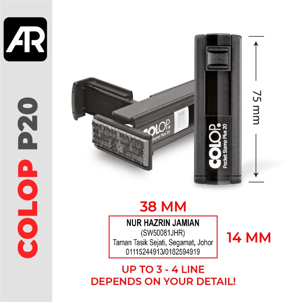 *Same Day Pos* Rubber Stamps COLOP Self-Inking Pocket Stamp Plus 20 ...