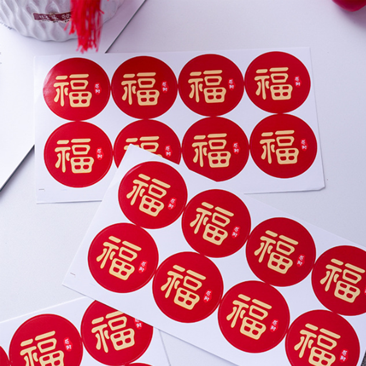 MDC 【Large 5cm Diameter】80pcs Chinese New Year Round Sticker Fortune ...