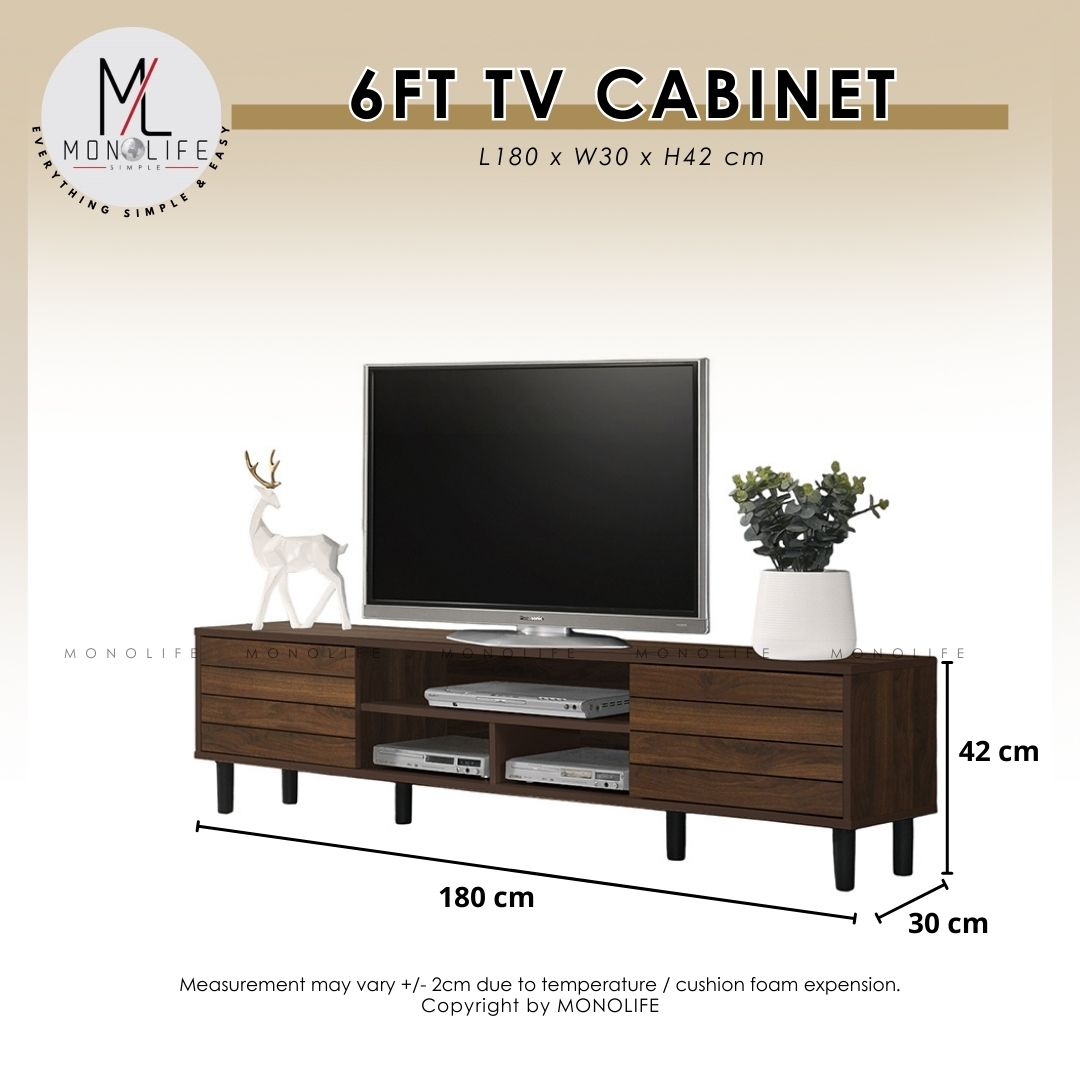 Mono* 6FT LED / RATTAN MUJI Space Saving TV Cabinet, TV Console / Rak ...