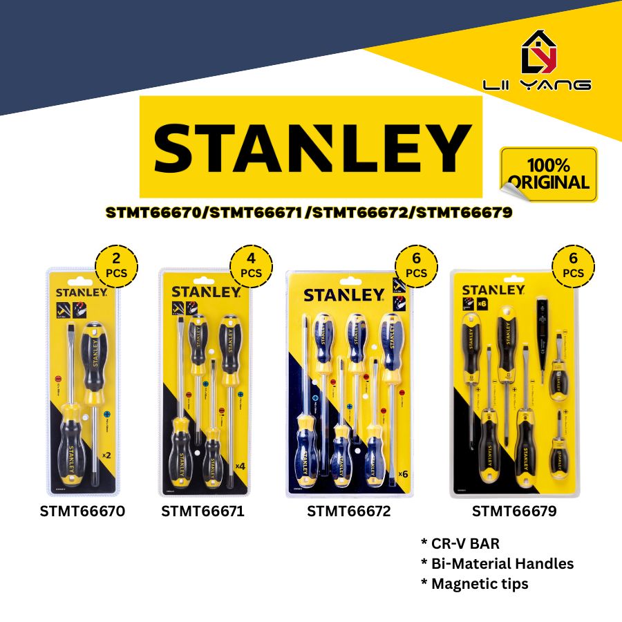 STANLEY Screwdriver Set 2pcs 6pcs 8pcs Stanley Cushion Grip Magnetic ...