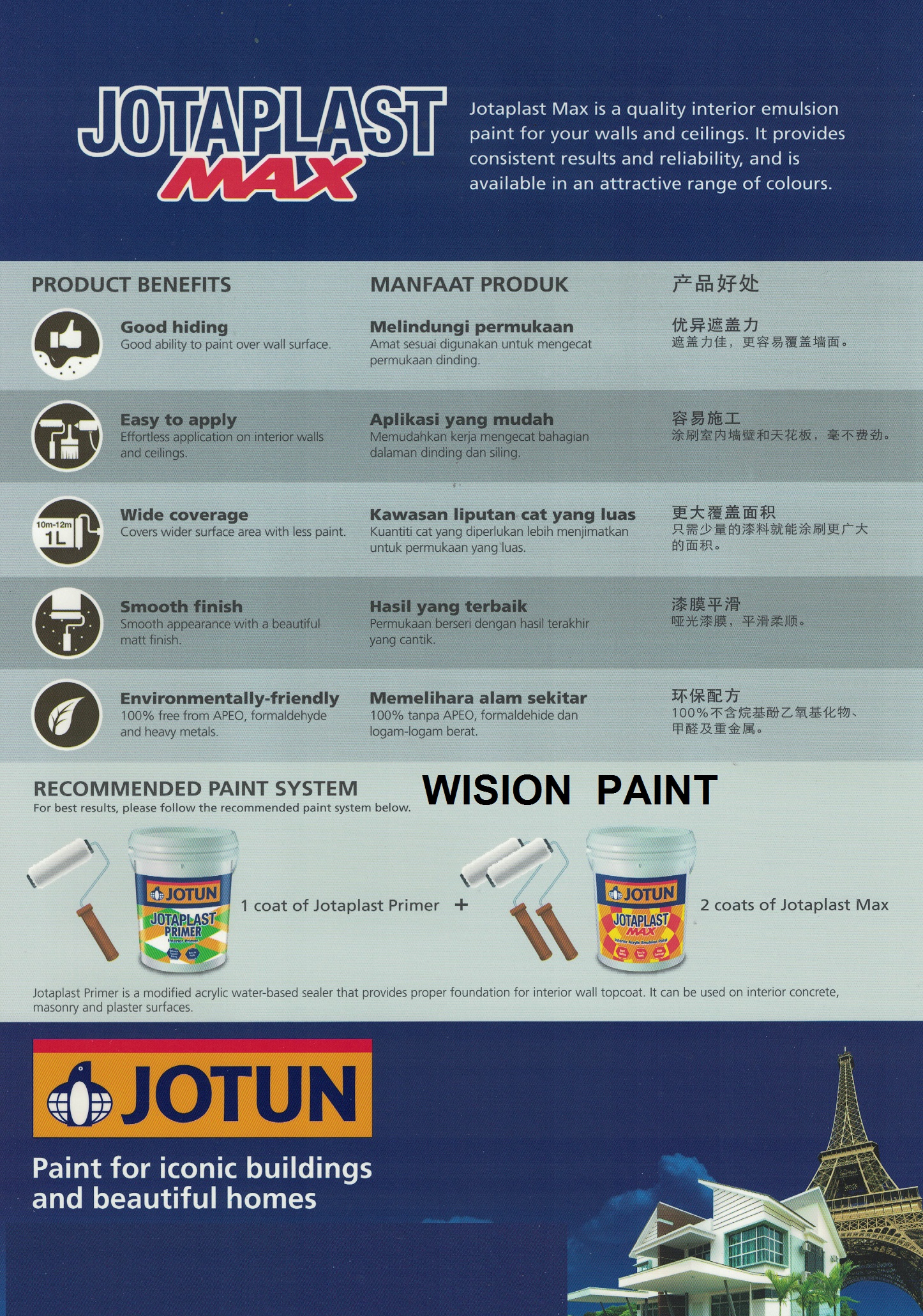 7L Jotun Jotaplast Max Modified Emulsion Paint ( FREE 7" ROLLER SET ...