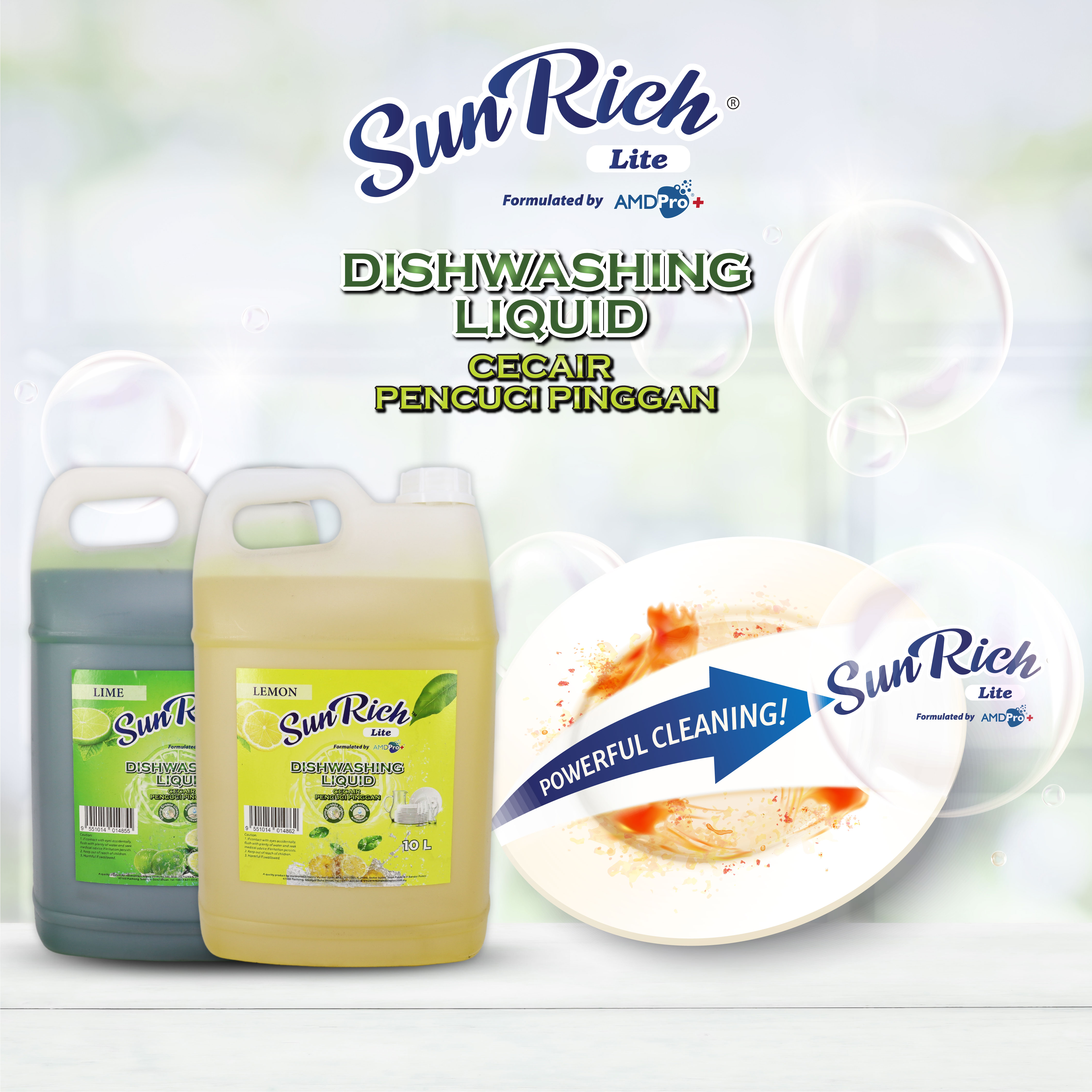 SUNRICH LITE Diswashing Liquid 10L - Antibacterial, Remove Oil, Gentle ...