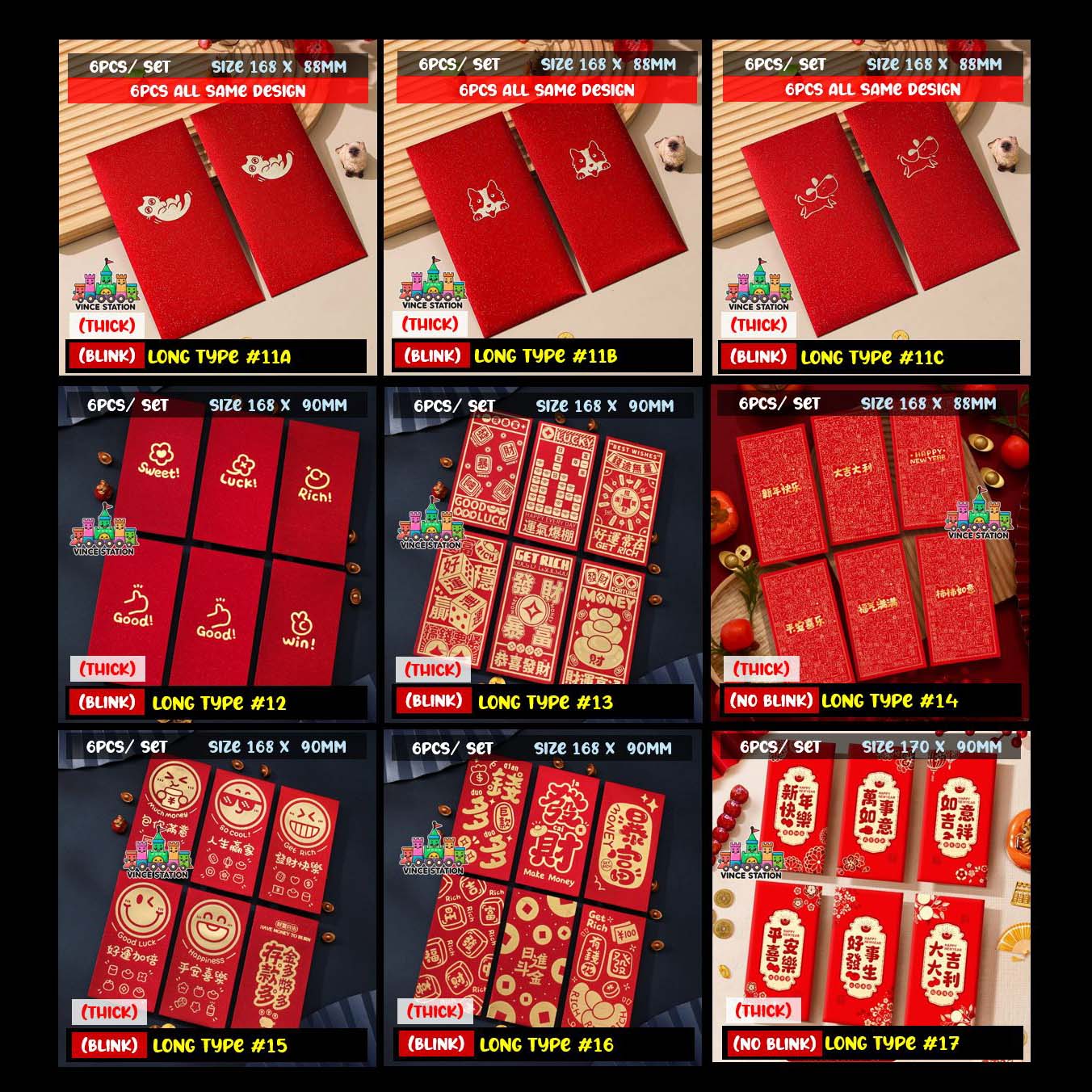 Angpow Tahun Baru Cina CNY Cute Red Packet (6pcs/set) Angpao Angpow Red ...