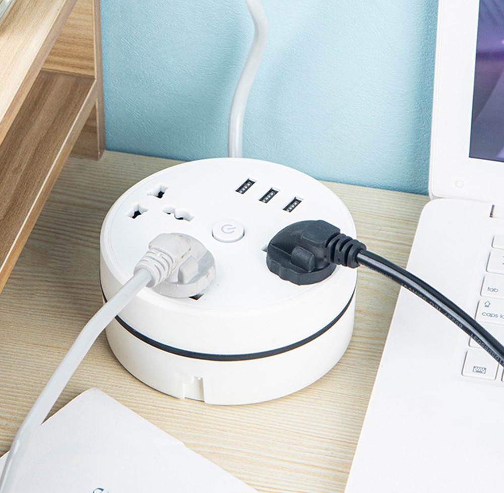 2500W &1.8M,2.8M,4.8M 10A Power Socket Extension with 3 USB Ports ...